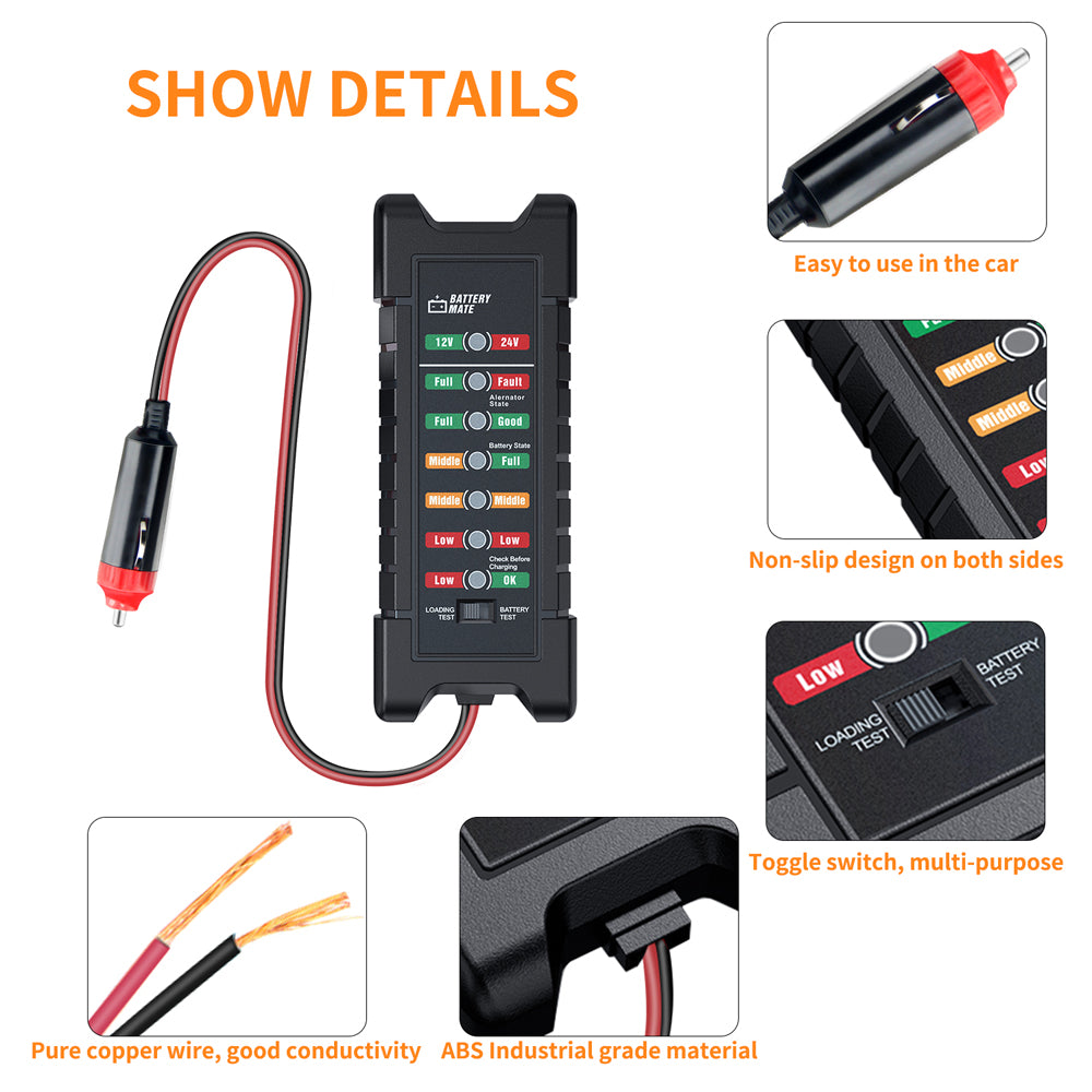 YAWOA BM420 12V 24V car battery tester cigarette lighter version ...